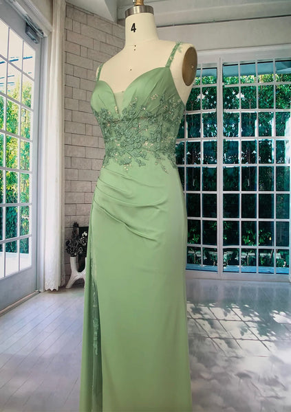 Vintage Fitted Slit Green Party Dress – daisystyledress