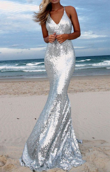 Fitted Silver Sequins Pageant Dress – daisystyledress